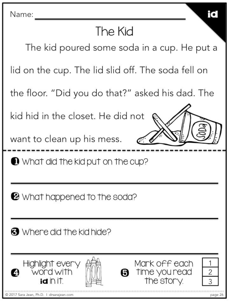 Phonics Fluency Reading Comprehension Passages and Questions • short ...