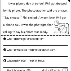 Phonics Fluency Reading Comprehension Passages and Questions • Digraphs ...