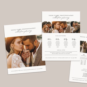 Wedding Photography Pricing Template, 3 Page Session Price Guide List ...