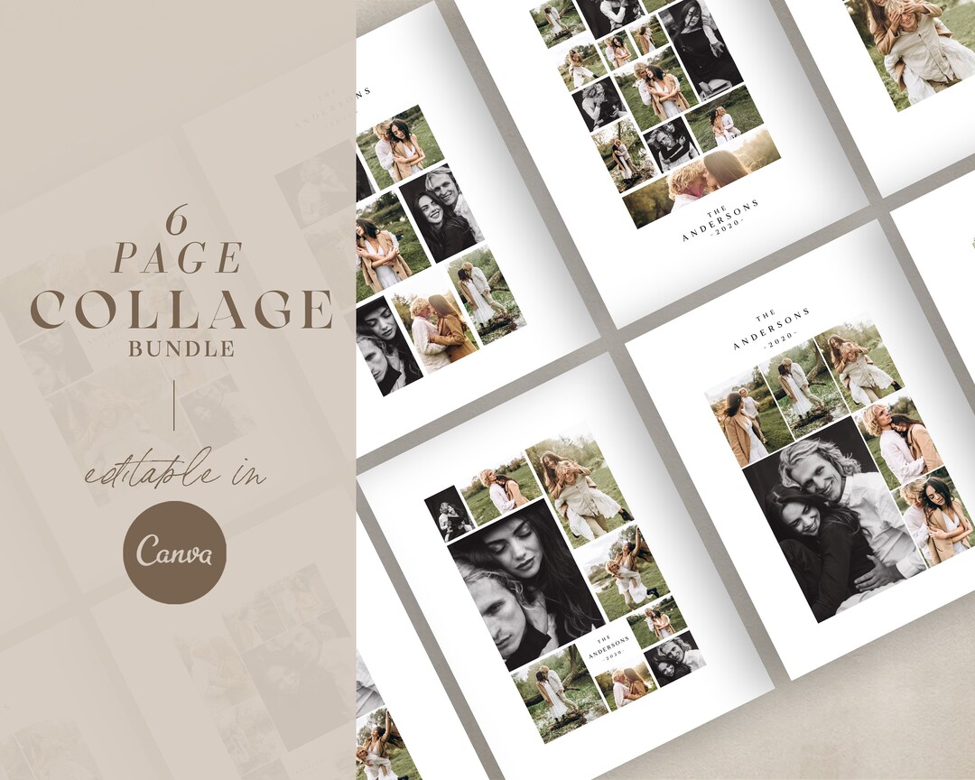 6 Page Photo Collage Template, CANVA Collage, Family Photo Collage ...