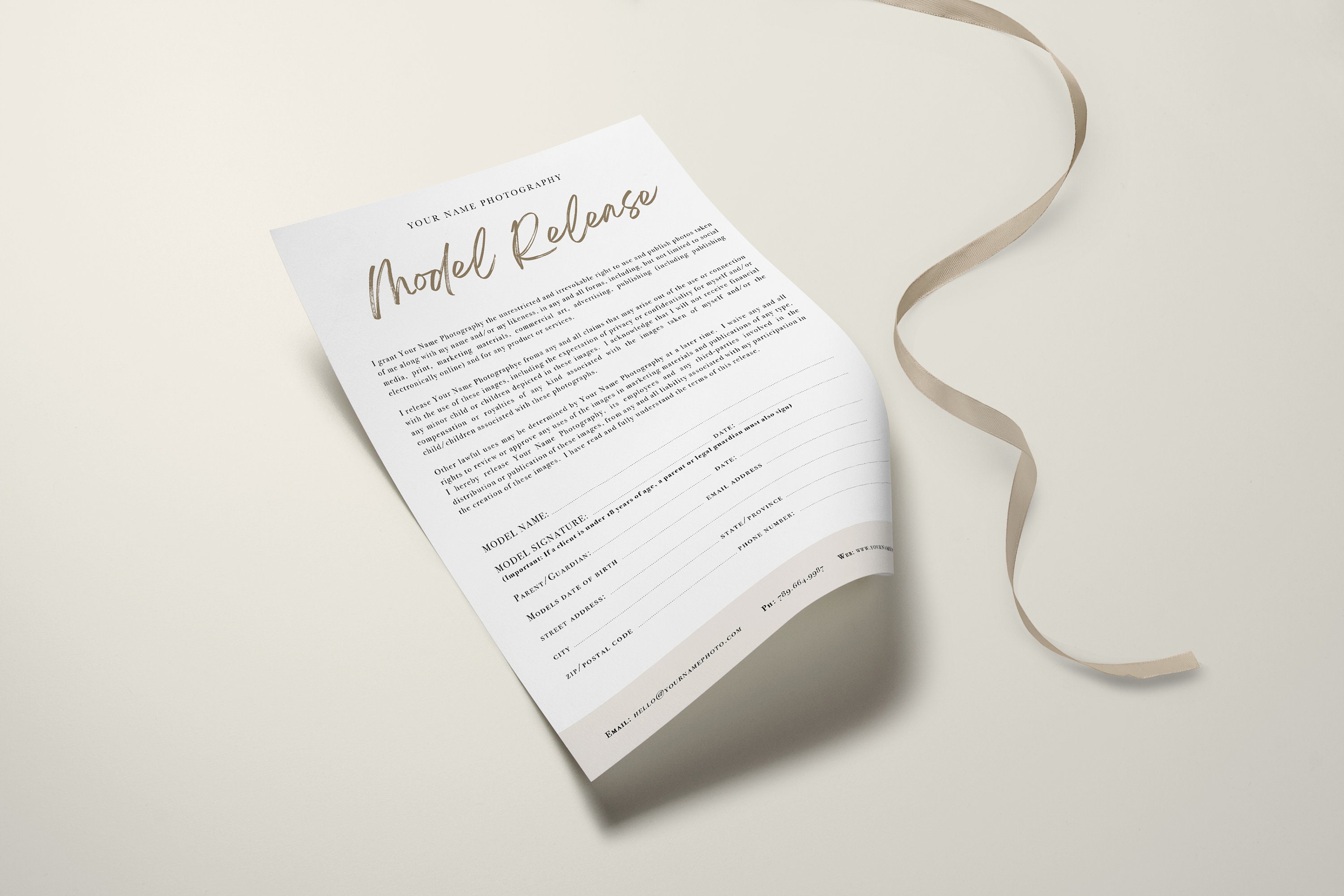 Model Release Form Template Photography Photoshop Template | Etsy