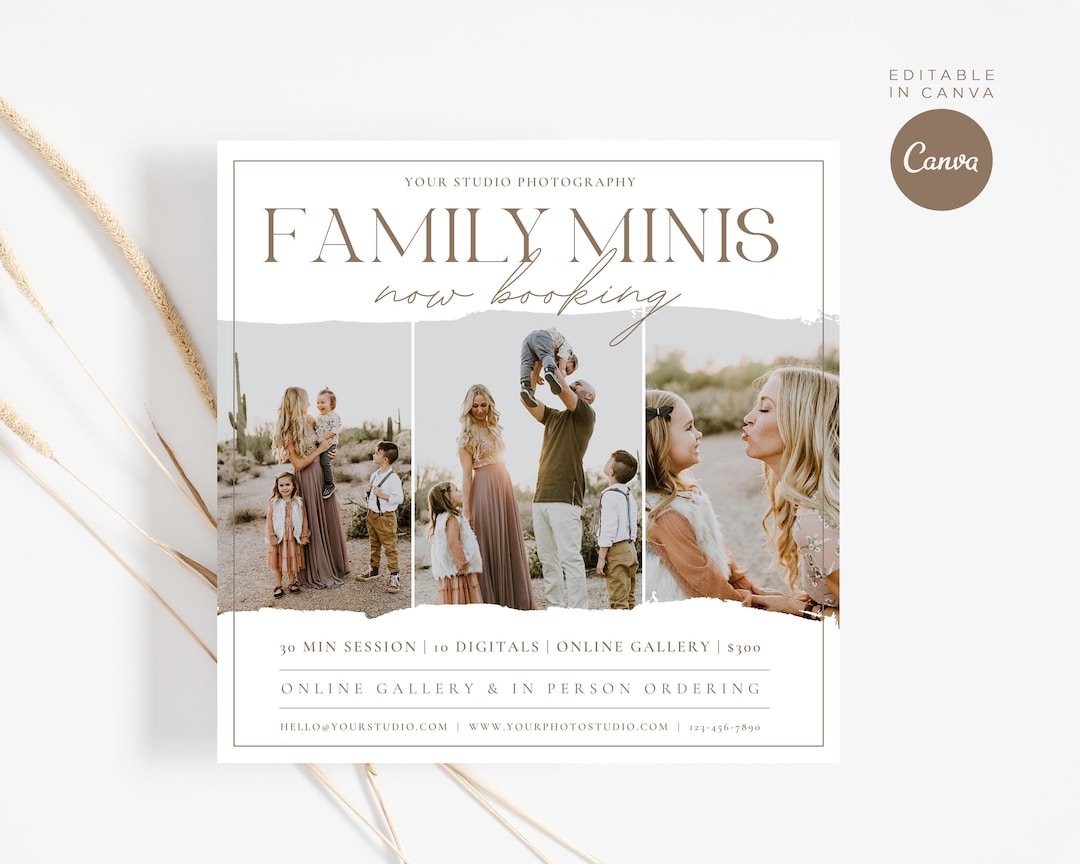 Family Mini Session Template: Boho Photography Marketing (CANVA) - Etsy