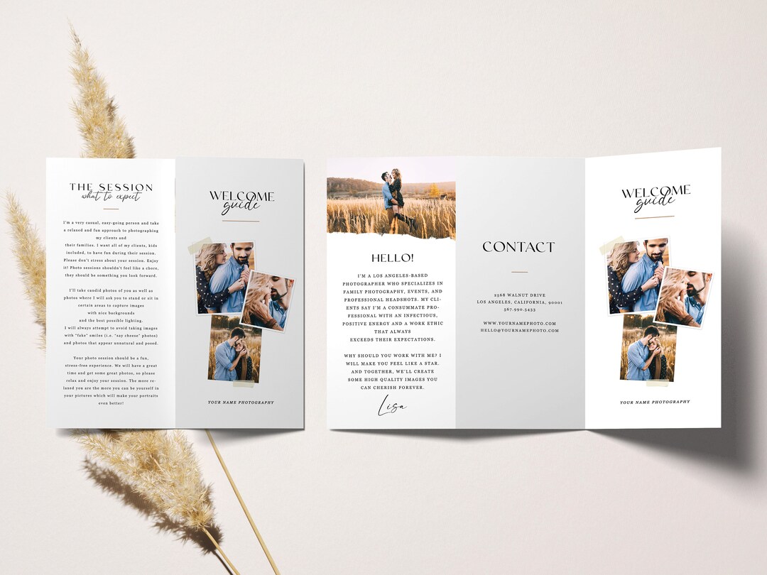 Trifold Brochure Template for Photographers, Letter Size Unfolded ...