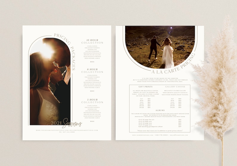 3 Page Photography Pricing Template Session Price Guide List - Etsy