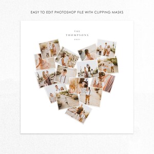 Heart Photo Collage Template: Family Photo Wall Art (PSD) - Etsy