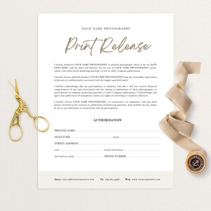 Print Release Template for Photography, Photography Forms, Forms for ...