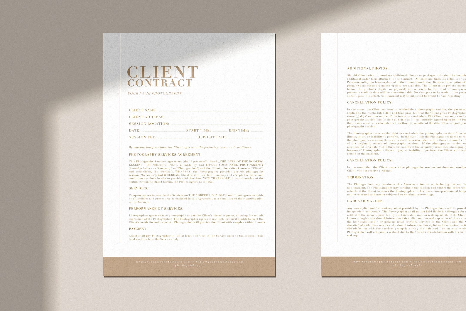 Photography Client Contract Template: Customizable Agreement (photoshop ...
