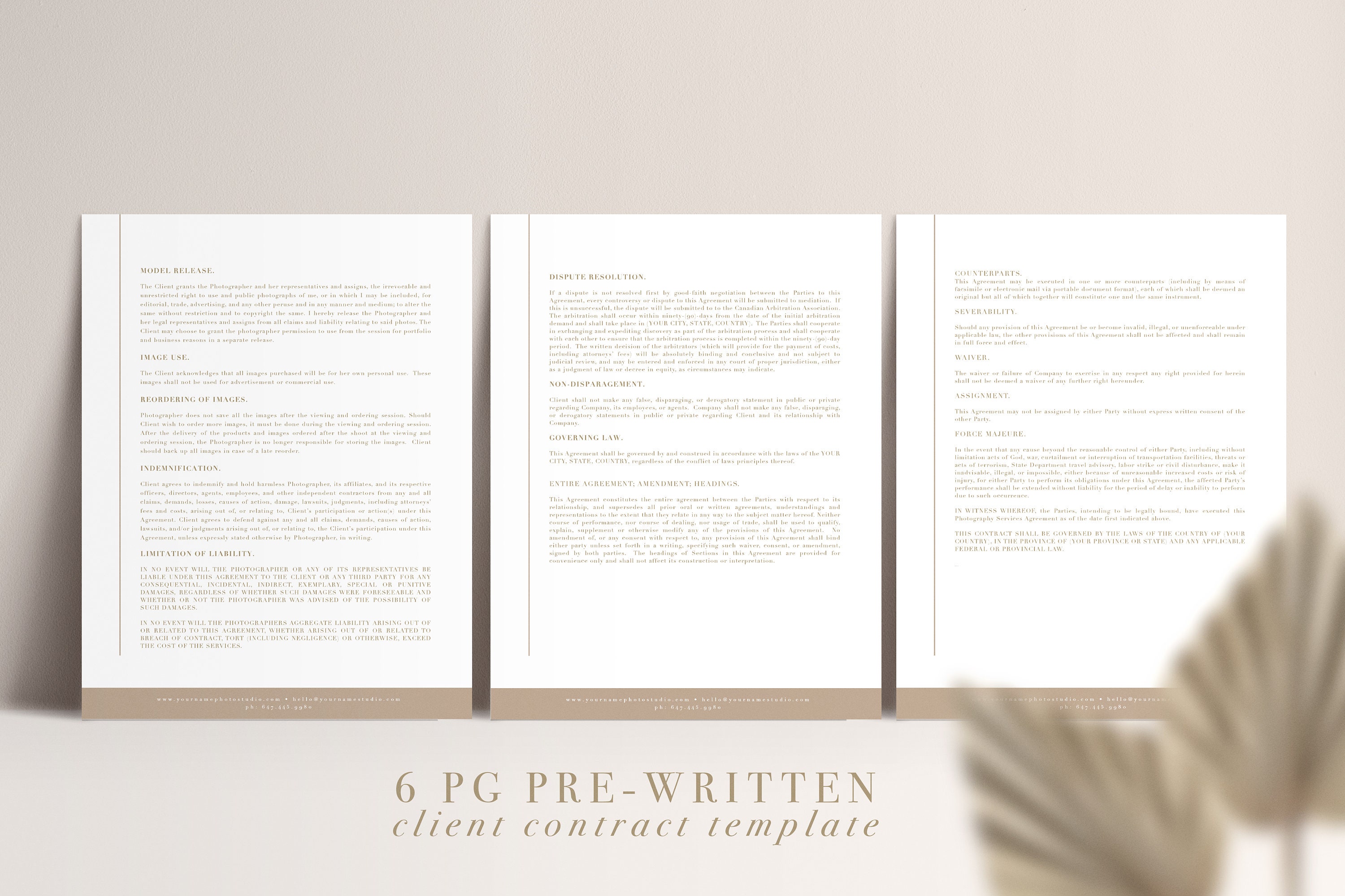 Photography Client Contract Template: Customizable Agreement (photoshop ...