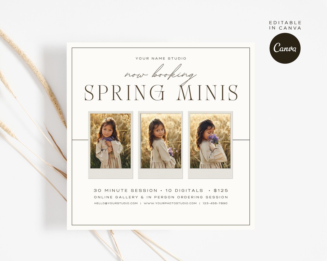 CANVA Spring Minis Session Template, Mini Session Template, Instagram ...