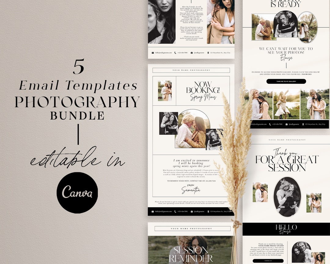 Photography Email Newsletter Template Bundle CANVA, Email Template ...