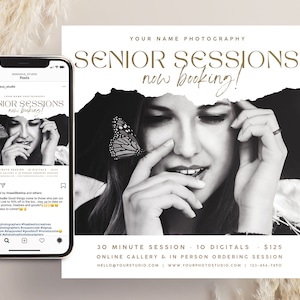 CANVA Senior Mini Sessions Template, Graduation Mini Session, Marketing ...