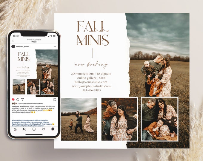 Fall Mini Session Template, Autumn Mini Session, Social Media ...
