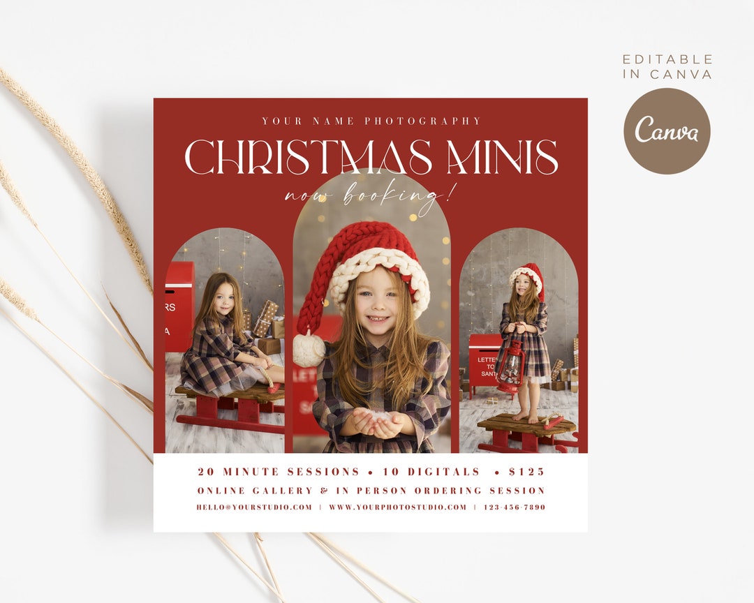 Christmas Mini Session Template, Holiday Mini Session, Marketing for ...