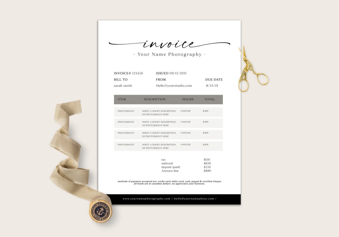 Invoice Photography Template, Wedding Invoice Photography Template ...