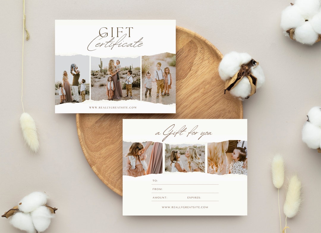 Photography Gift Certificate Template, Photographer Gift Card, Photo ...