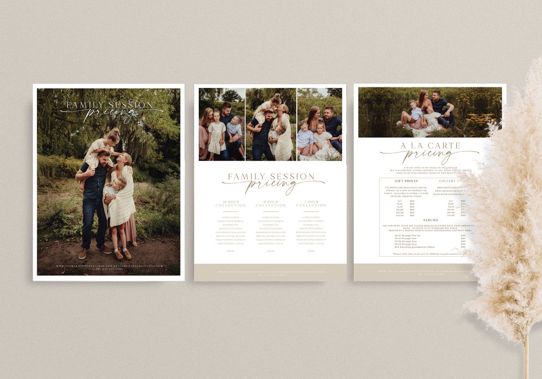3pg Family Photography Pricing Template, Session Price Guide for ...