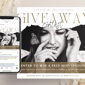 Photography Giveaway Template for CANVA, Contest Template, Social Media ...