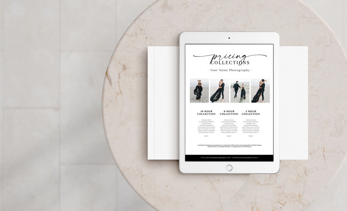 2 Page Photography Pricing Template Price Guide List for - Etsy