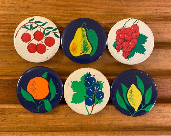 6 Qty USSR Made Pins, Tourist Collectibles Fruit Berries Buttons Set ...
