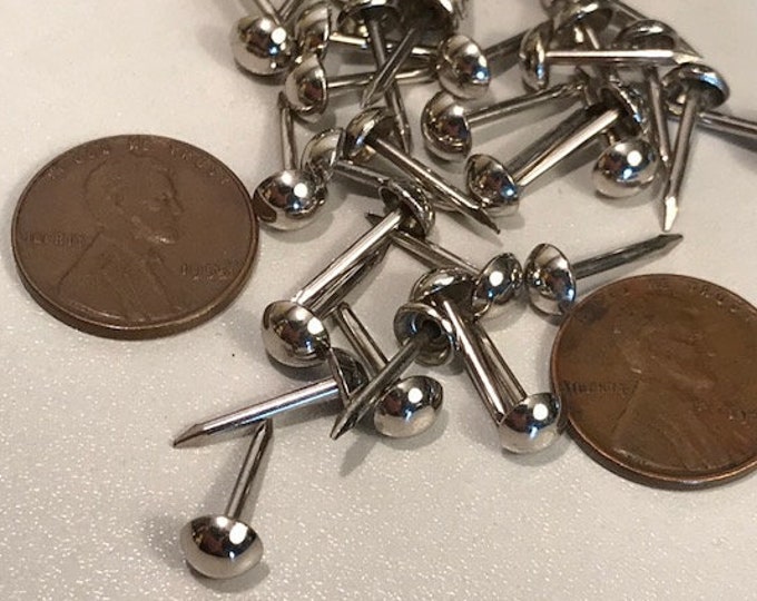 Qty: 175 Vintage Turner & Seymour Steel Upholstery Nails, Nickel Plate ...