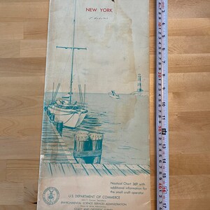 1966 New York Harbor Nautical Chart 369–SC, Navigational Chart Hydrographic Map, Ready to Frame ...