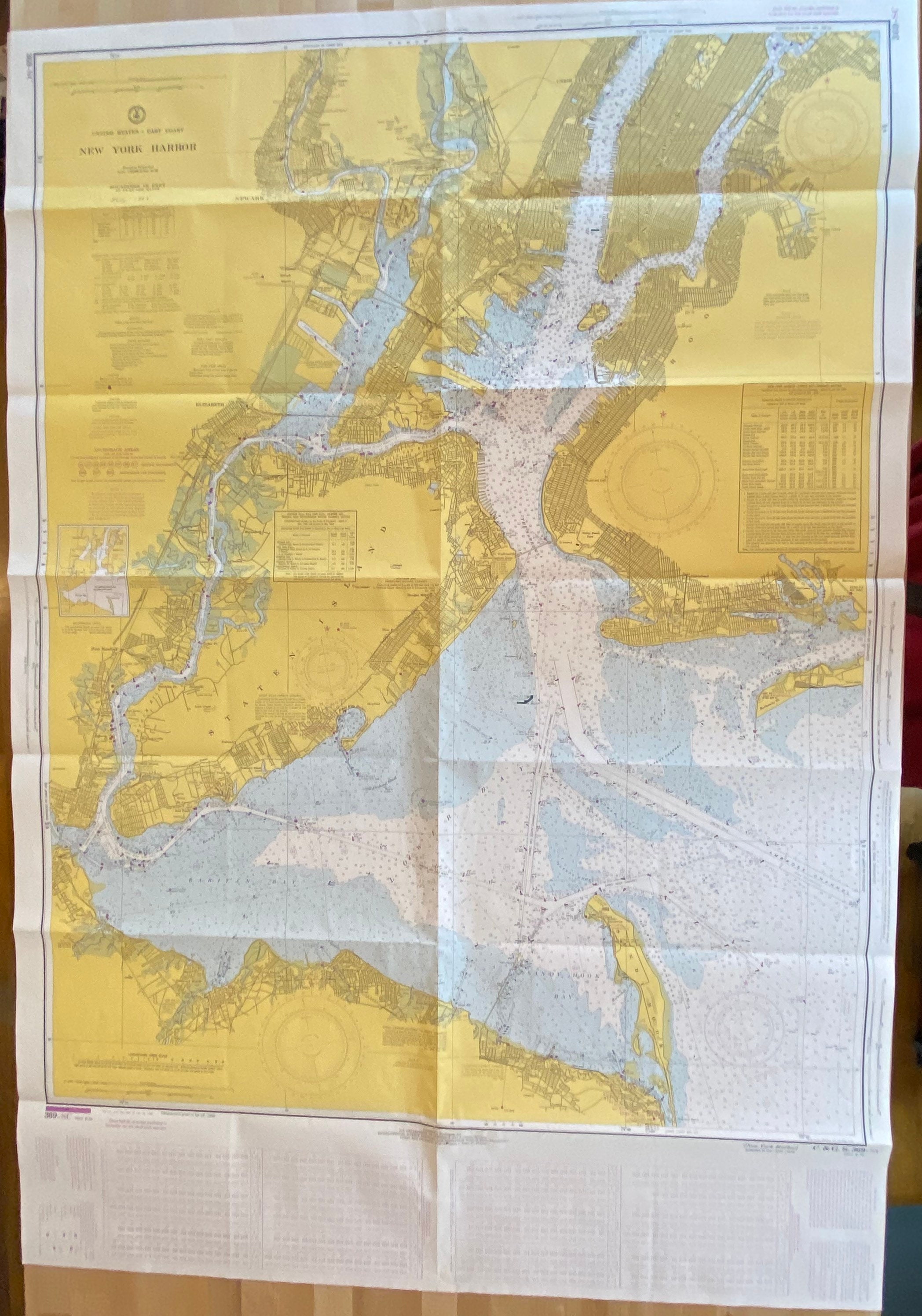 1966 New York Harbor Nautical Chart 369–SC, Navigational Chart ...