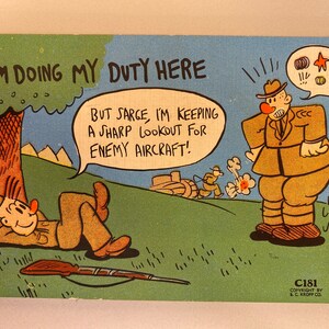 9 Old WWII US Military Postcards, Old Souvenir World War 2 Funny Post ...