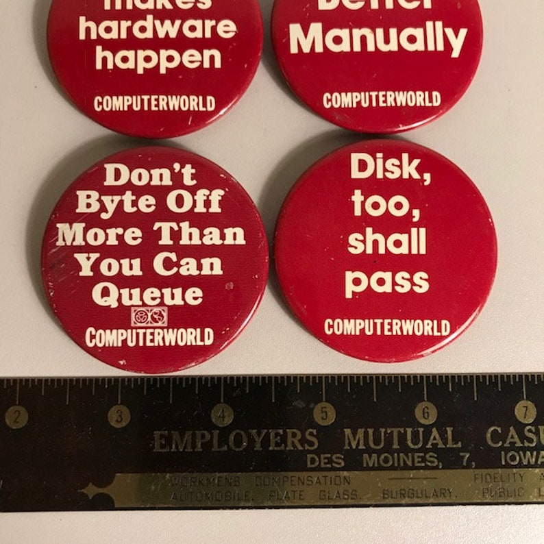 8 Computer World Vintage Pinback Buttons 8 Metal Buttons | Etsy