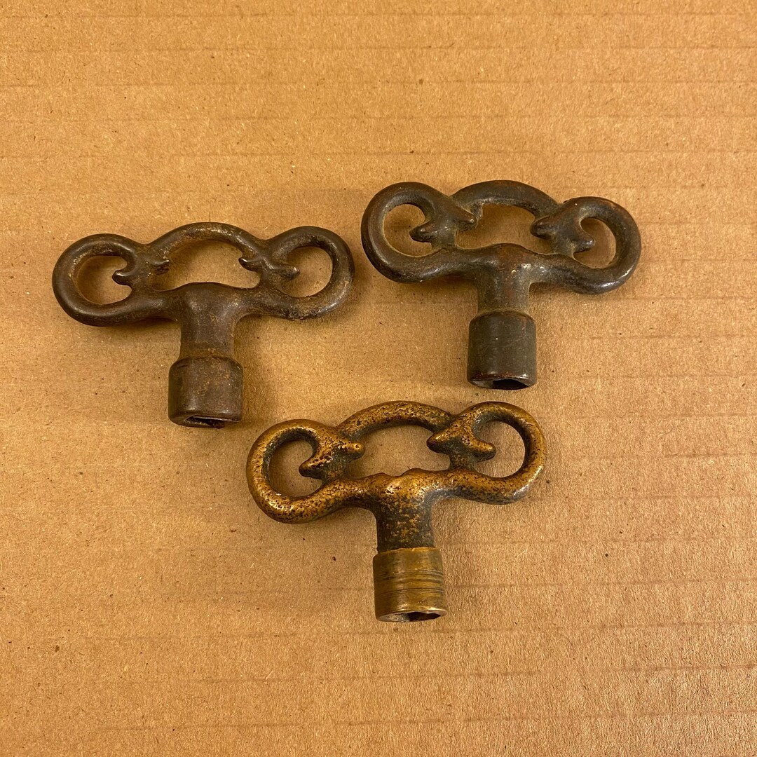Vintage Clock Keys (lot of 3), Wind up Keys, Skeleton Keys, Maker ...