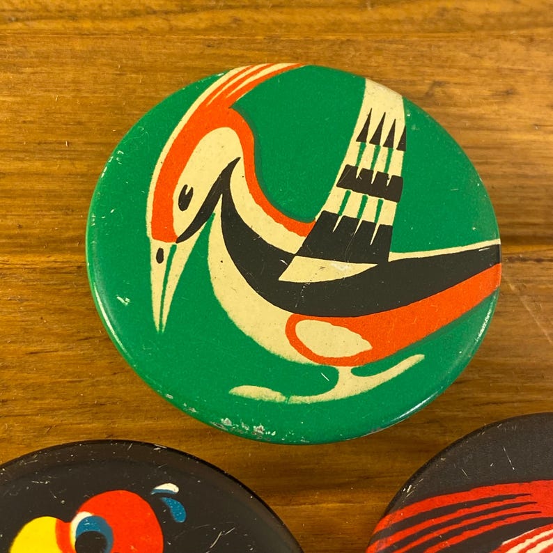 3 Qty Birds USSR Pins, Bird Pins, Parrot Button, Pelican Pin, 1970s ...