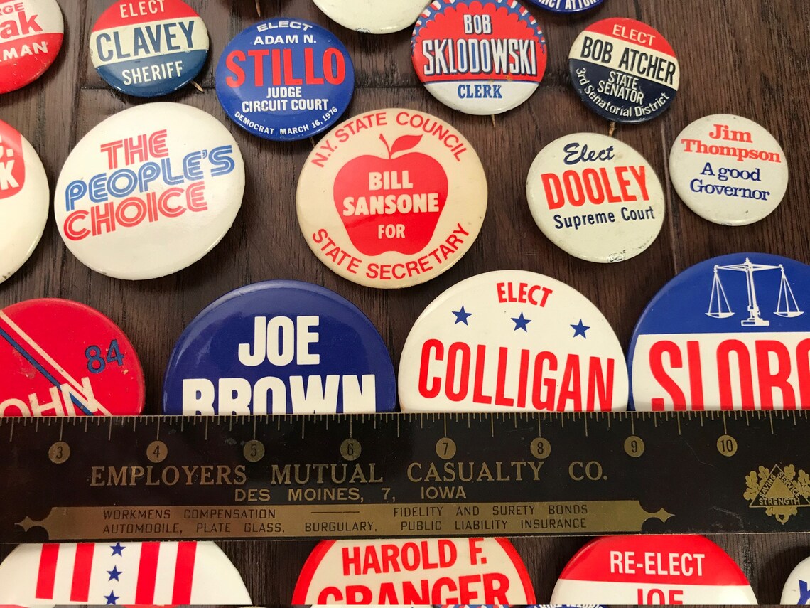 30 Red White Blue Political Pinback Buttons Vintage Kitschy | Etsy