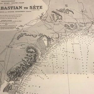 South Coast France and Spain Navigational Chart Hydrographic Map 1804 ...