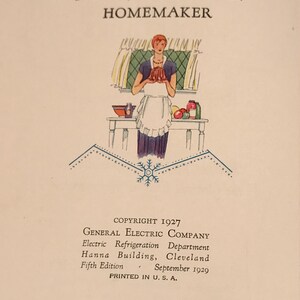 1927 General Electric Refrigerator Recipes and Menus Cook Book, Hard ...