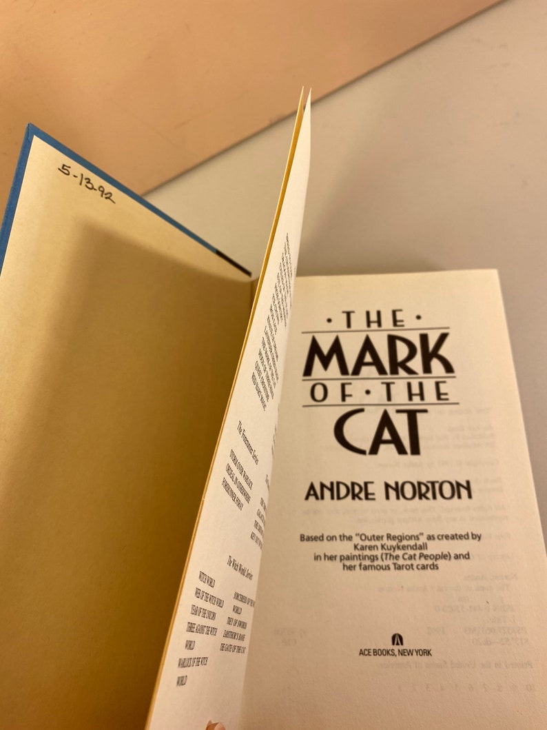 1992 the Mark of the Cat, Andre Norton Hardcover Book, First Edition ...