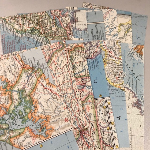 1960s, 4.1" X 5.8" (ISO A6 Size), 12 Pack, Old Maps Paper, One-sided ...