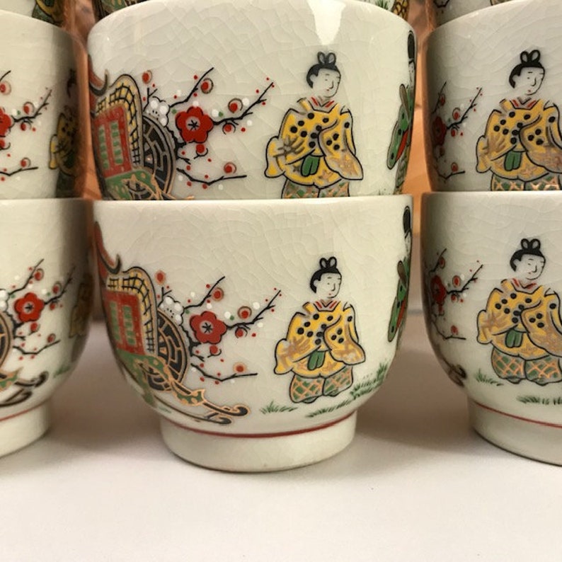 10 Asian Tea Cups Set Fancy Matching Teacups Far East Hand - Etsy