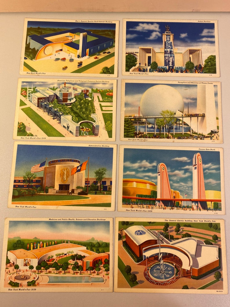 23 Old 1939 NY Worlds Fair Postcards, Old Souvenir New York World's ...
