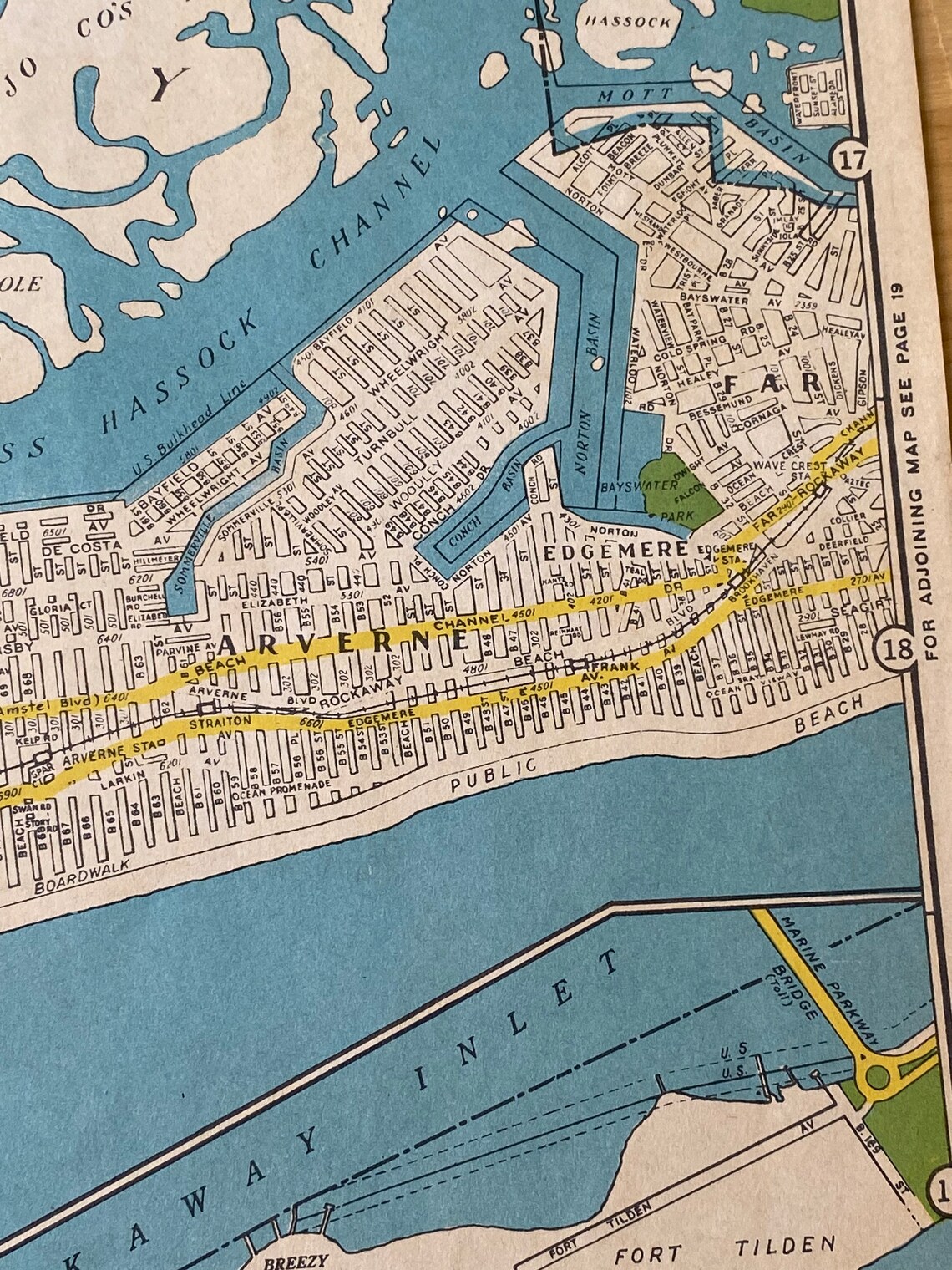 1945 New York City Map Queens Arverne Belmont Park - Etsy