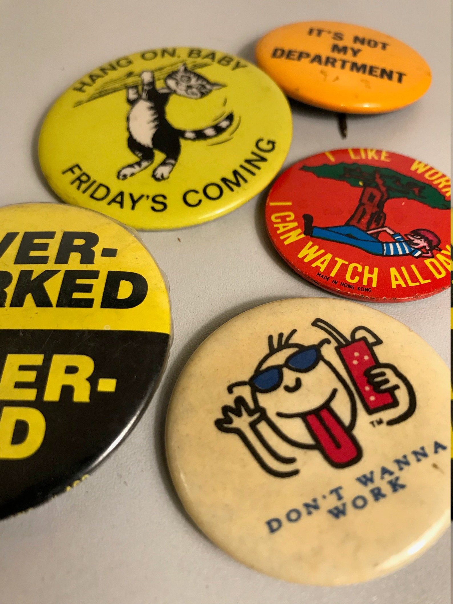 8 Funny Work Pinback Buttons 1980s Pins Old Cool 80s Flair - Etsy