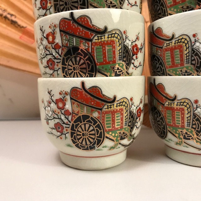 10 Asian Tea Cups Set Fancy Matching Teacups Far East Hand | Etsy