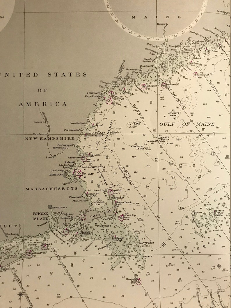 USA & Canada East Coast Cape Cod Navigational Chart | Etsy