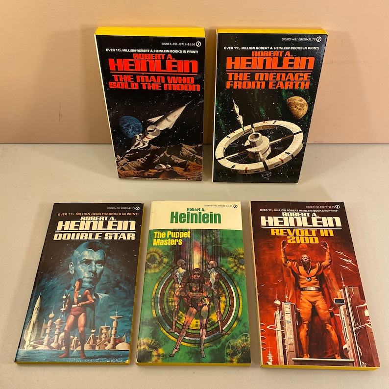 1970s Robert A Heinlein Science Fiction UNREAD Five Paperback Book Set ...