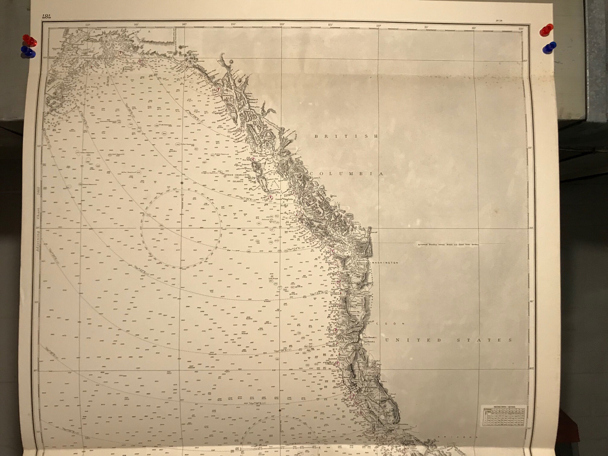 Alaska to Mexico America West Coast Navigational Chart Hydrographic Map ...