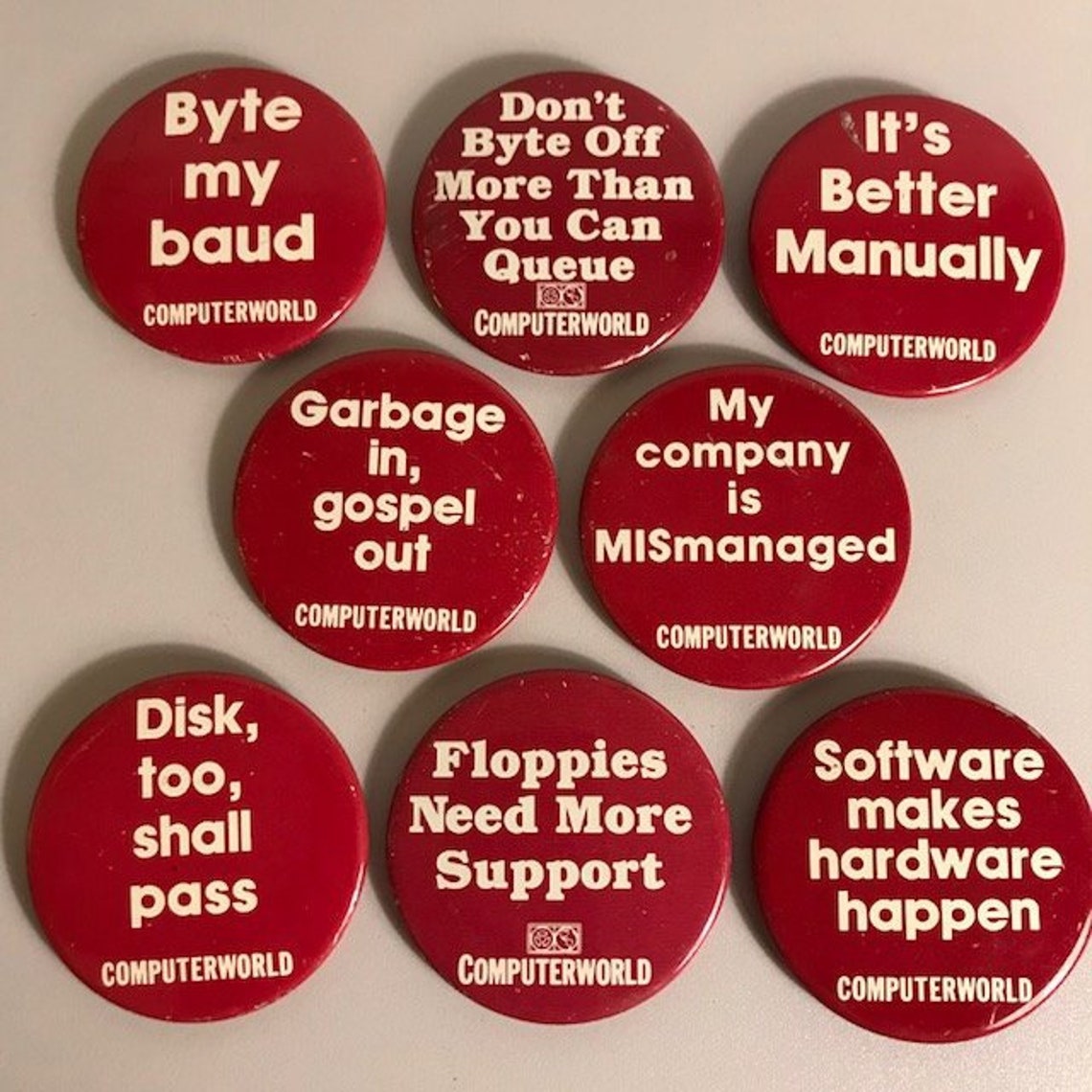8 Computer World Vintage Pinback Buttons 8 Metal Buttons | Etsy