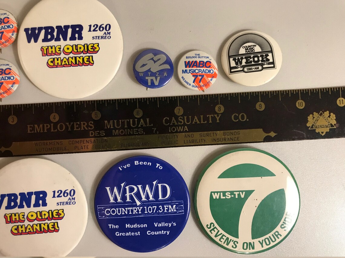 9 Radio TV Station Pinback Buttons 1980s Pins Old Cool 80s | Etsy