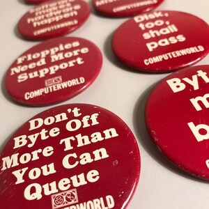 8 Computer World Vintage Pinback Buttons, 8 Metal Buttons, Vintage ...