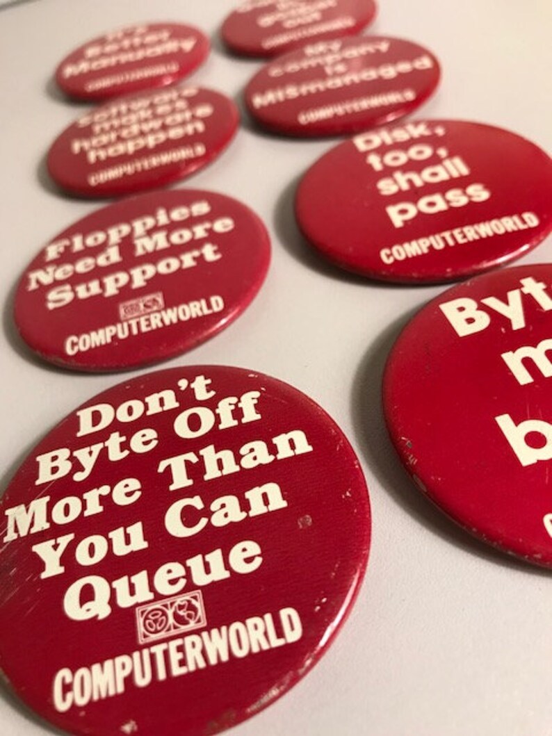 8 Computer World Vintage Pinback Buttons 8 Metal Buttons | Etsy