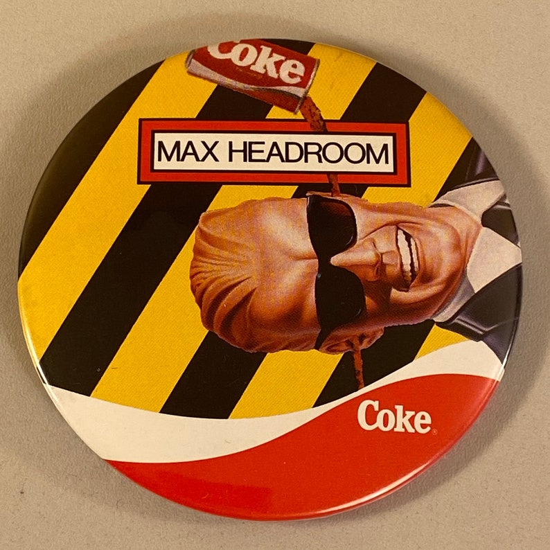 1986 Pinback Button, Max Headroom, Vintage 1980s Television Series Pin ...