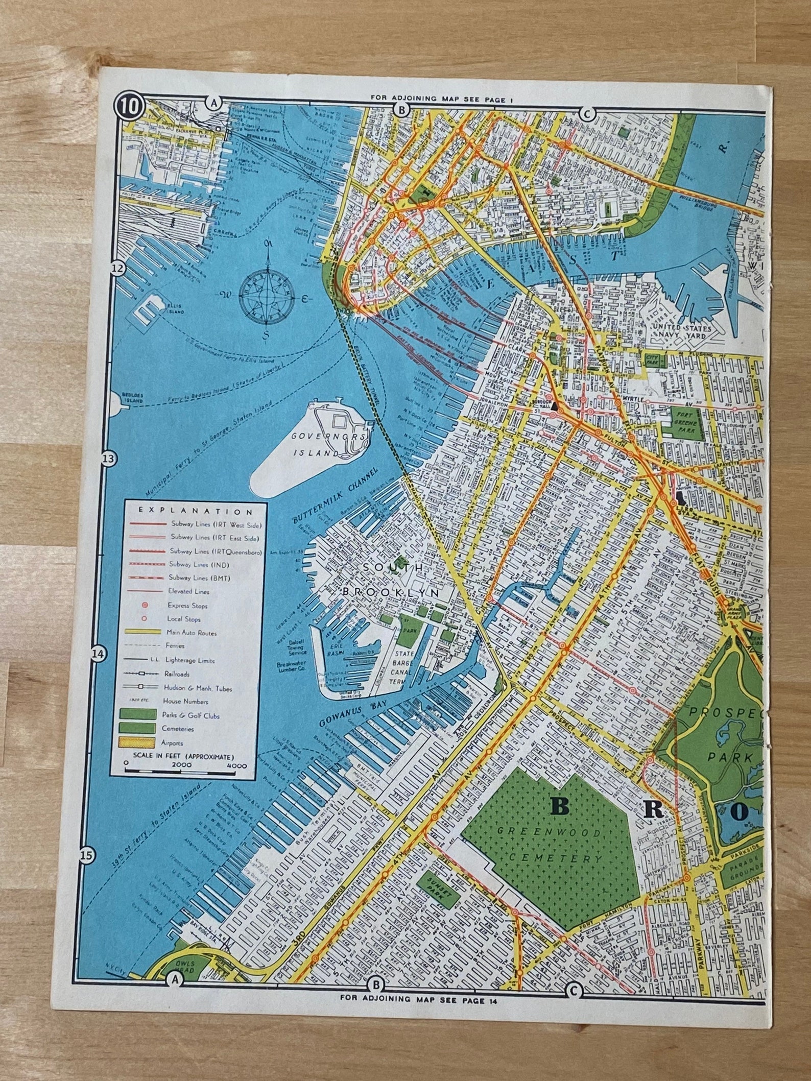 1945 New York City Map, Queens and Brooklyn Sections, Authentic NYC ...