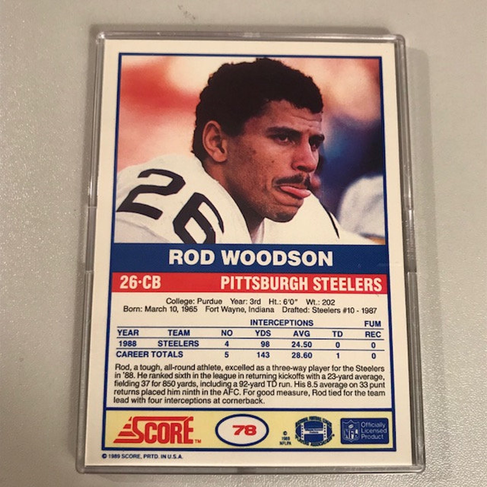 Steelers Rod Woodson Rookie Card Vintage Pittsburgh Steelers | Etsy